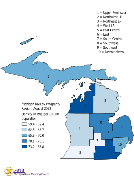 Michigan Nurse Mapping: Michigan Licensed RNs by Prosperity Region and ...